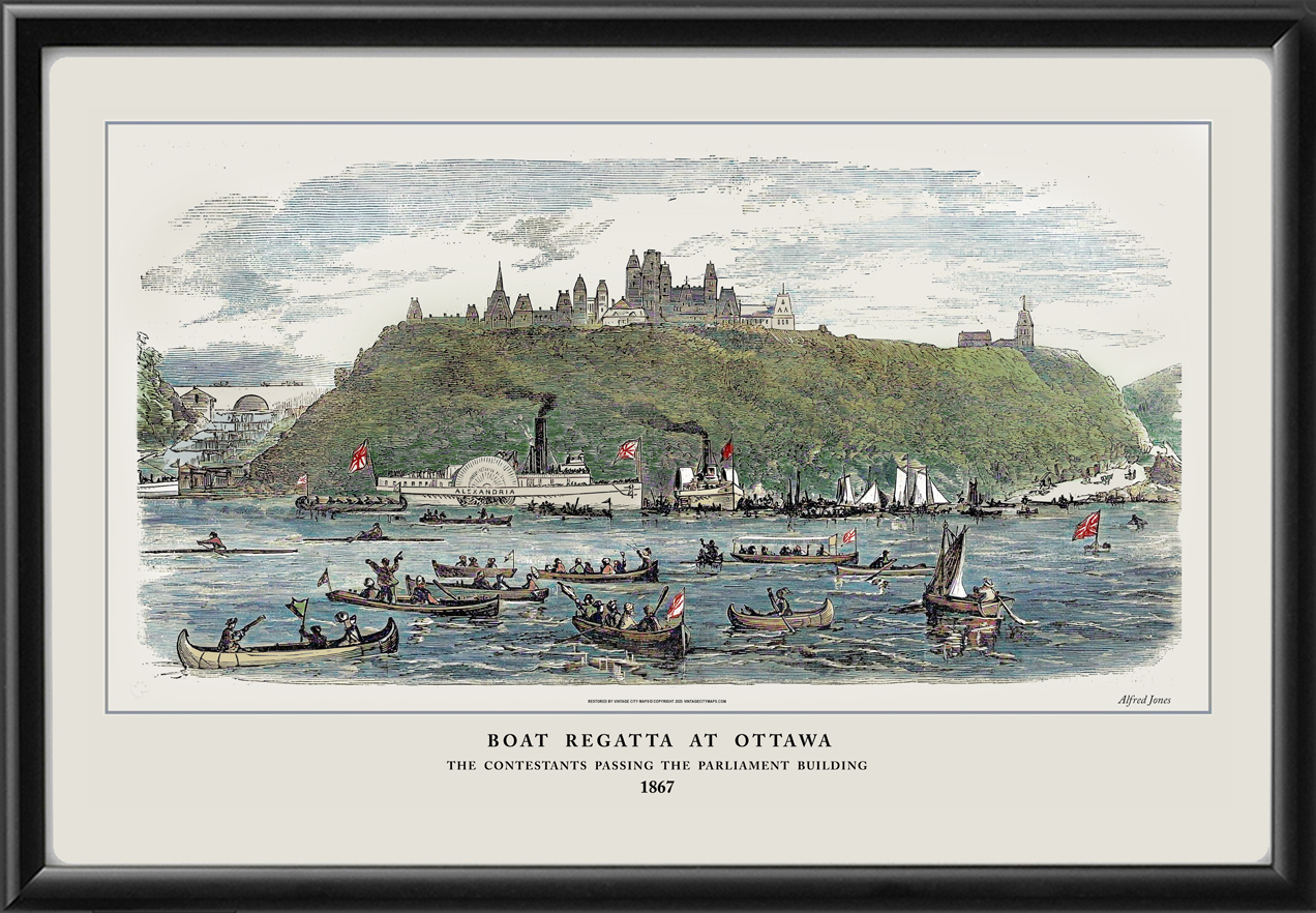 Ottawa Regatta, Ontario Canada 1867 (Color) - Restored Panoramic View ...