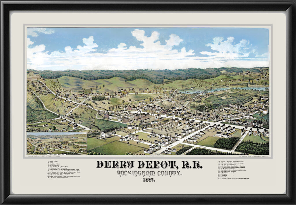 Derry Depot NH 1887 (Color) Restored Map | Vintage City Maps