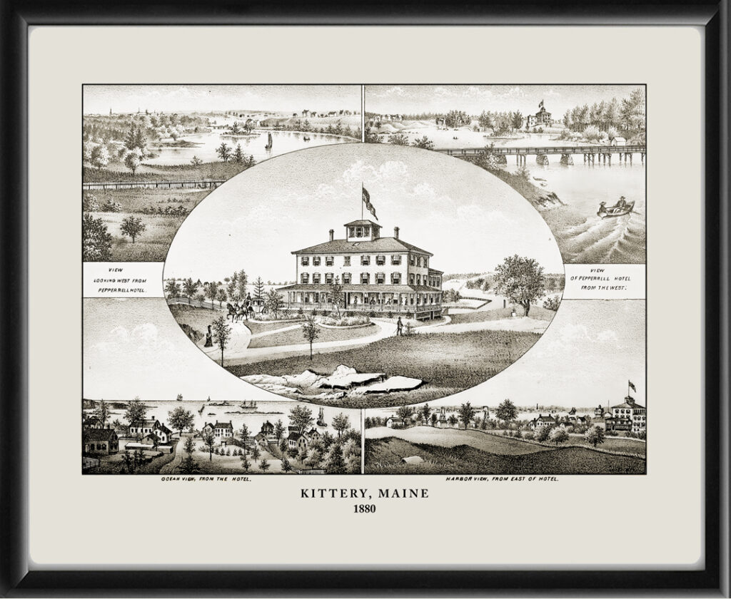 Kittery ME 1880 - History of York County - Vintage City Maps, Restored ...