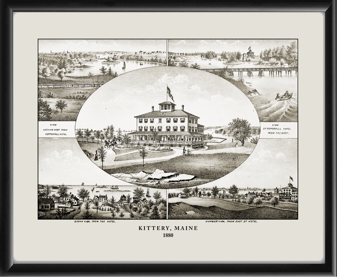 Kittery ME 1880 - History of York County - Vintage City Maps, Restored ...