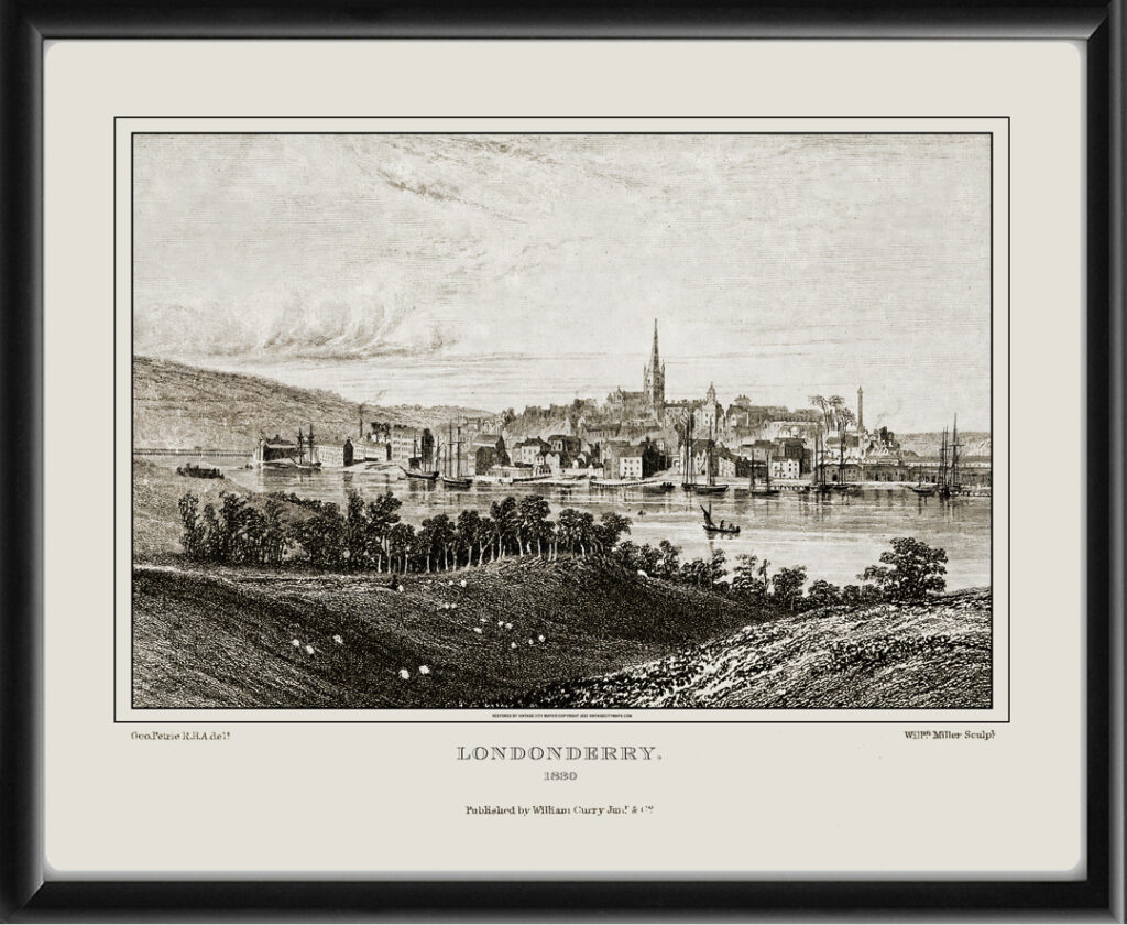 Londonderry, Northern Ireland 1794 - Vintage City Maps, Restored Bird's ...
