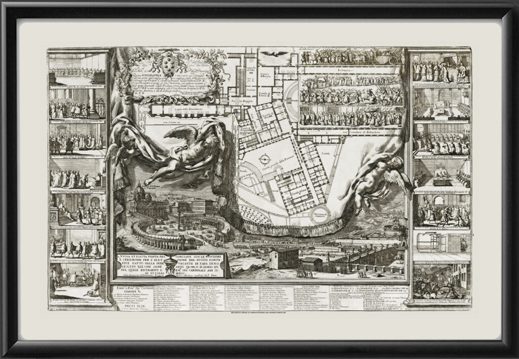 Rome Italy 1700 - The Vatican - Restored Bird's Eye View Map | Vintage ...