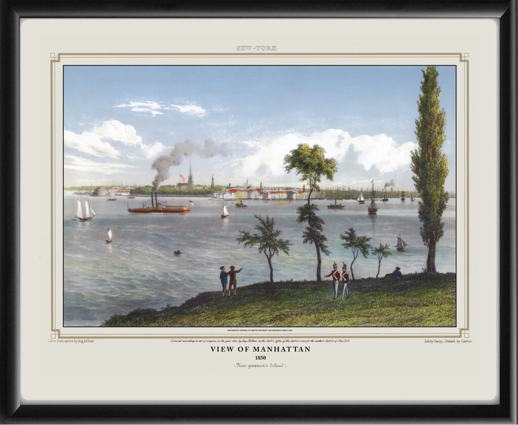 New York City 1850 - Restored Panoramic View of Manhattan | Vintage ...