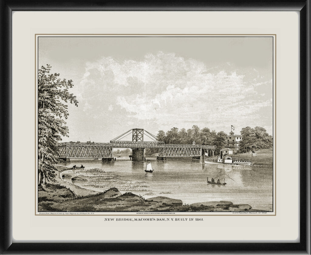 Harlem River, NYC - New Bridge, Macomb's Dam 1862 - Restored View