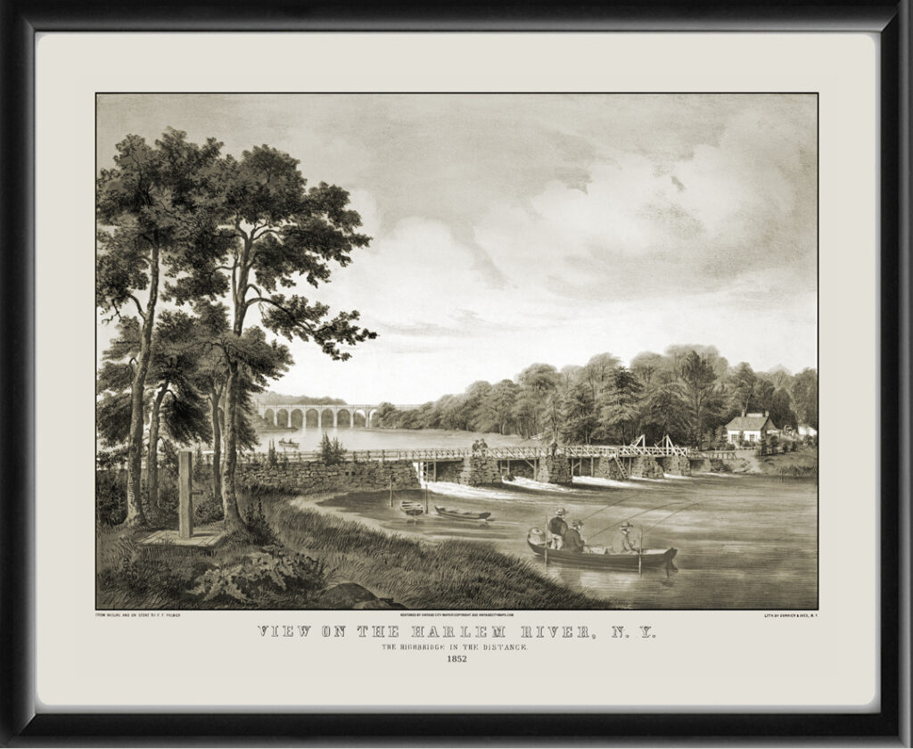 Harlem River, New York City, 1852 - Restored Panoramic View