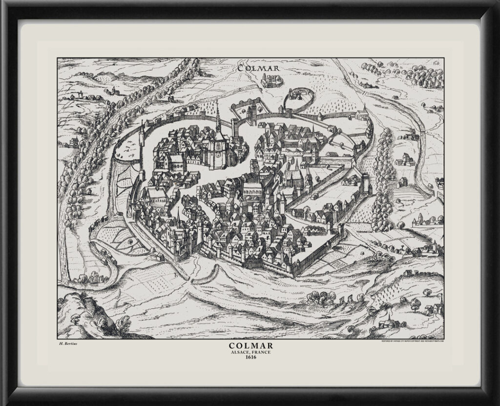 Colmar France 1616 - Restored Bird's Eye View Map | Vintage City Maps