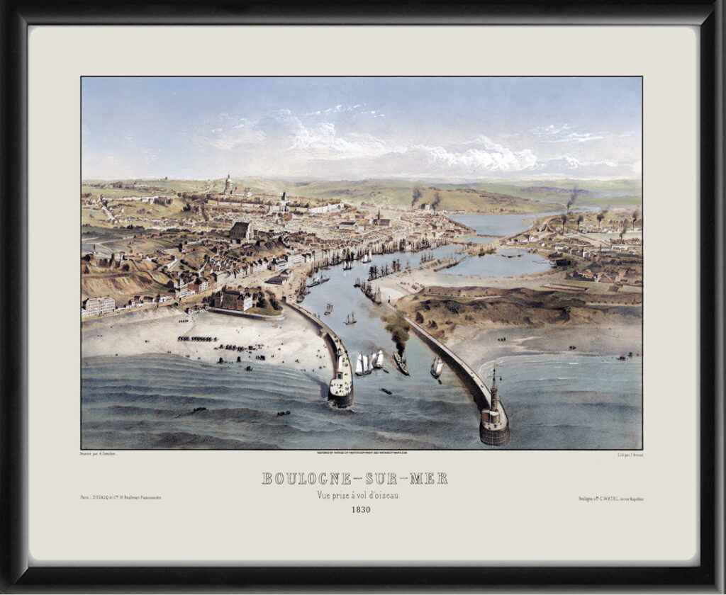 Boulogne-sur-Mer France 1830 (Color) Restored Map | Vintage City Maps