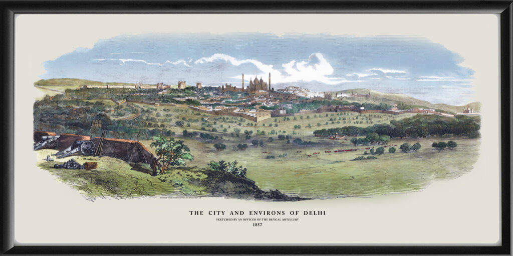 Delhi India 1857 - Restored Panoramic View | Vintage City Maps