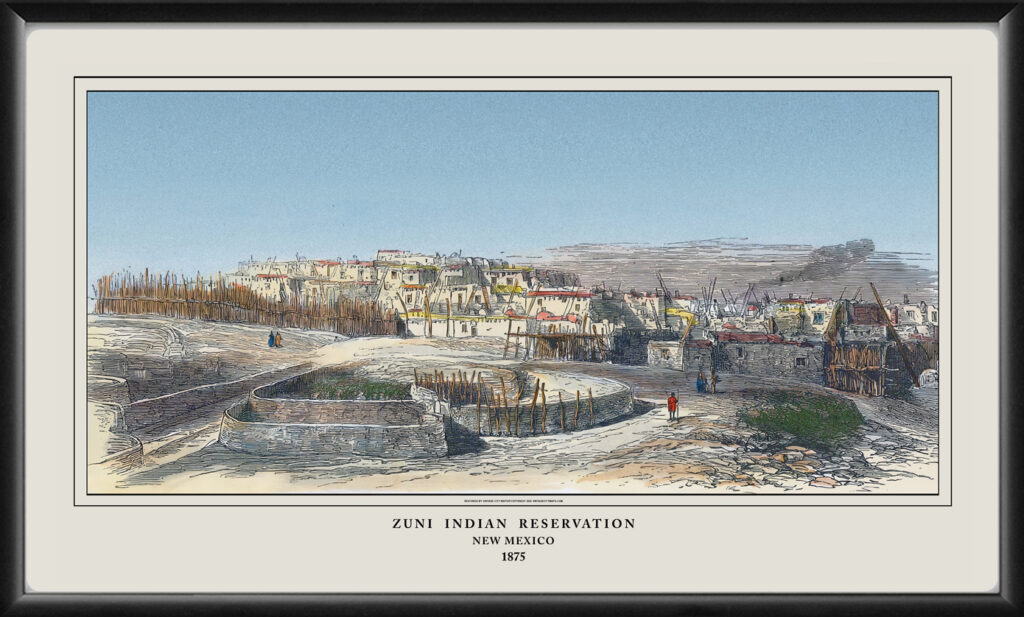 Zuni Pueblo NM 1875 Restored Map | Vintage City Maps