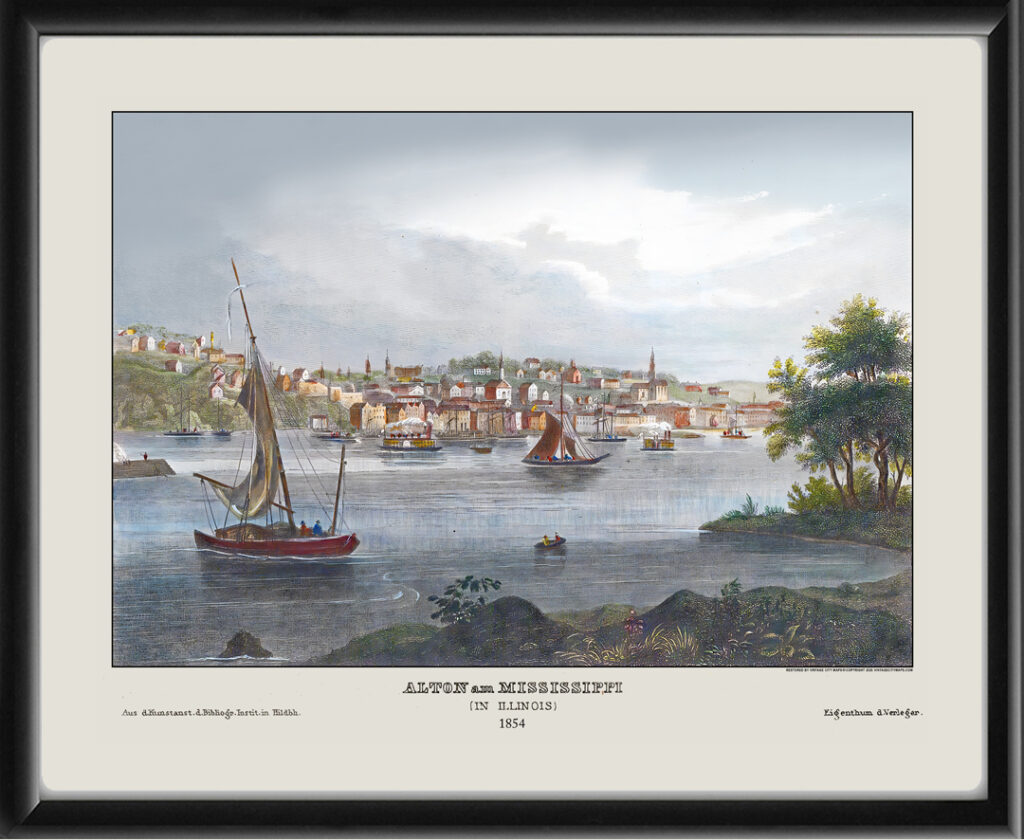 Alton Illinois 1854 - Vintage City Maps, Restored City Maps