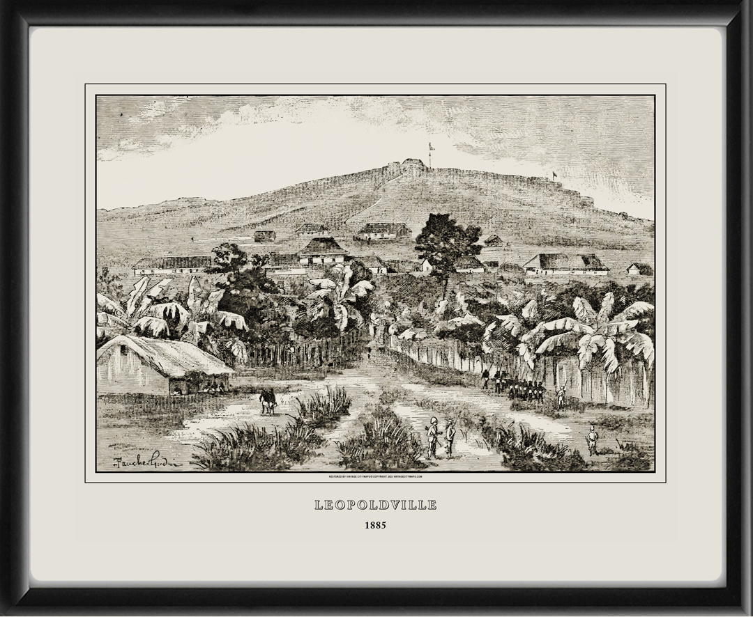 Leopoldville (Kinsasha), Republic of the Congo 1885 - Vintage City Maps