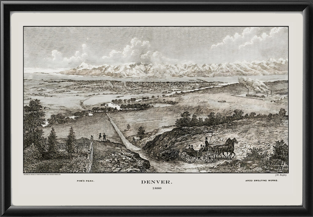 Denver CO 1880 - Restored Bird's Eye View | Vintage City Maps