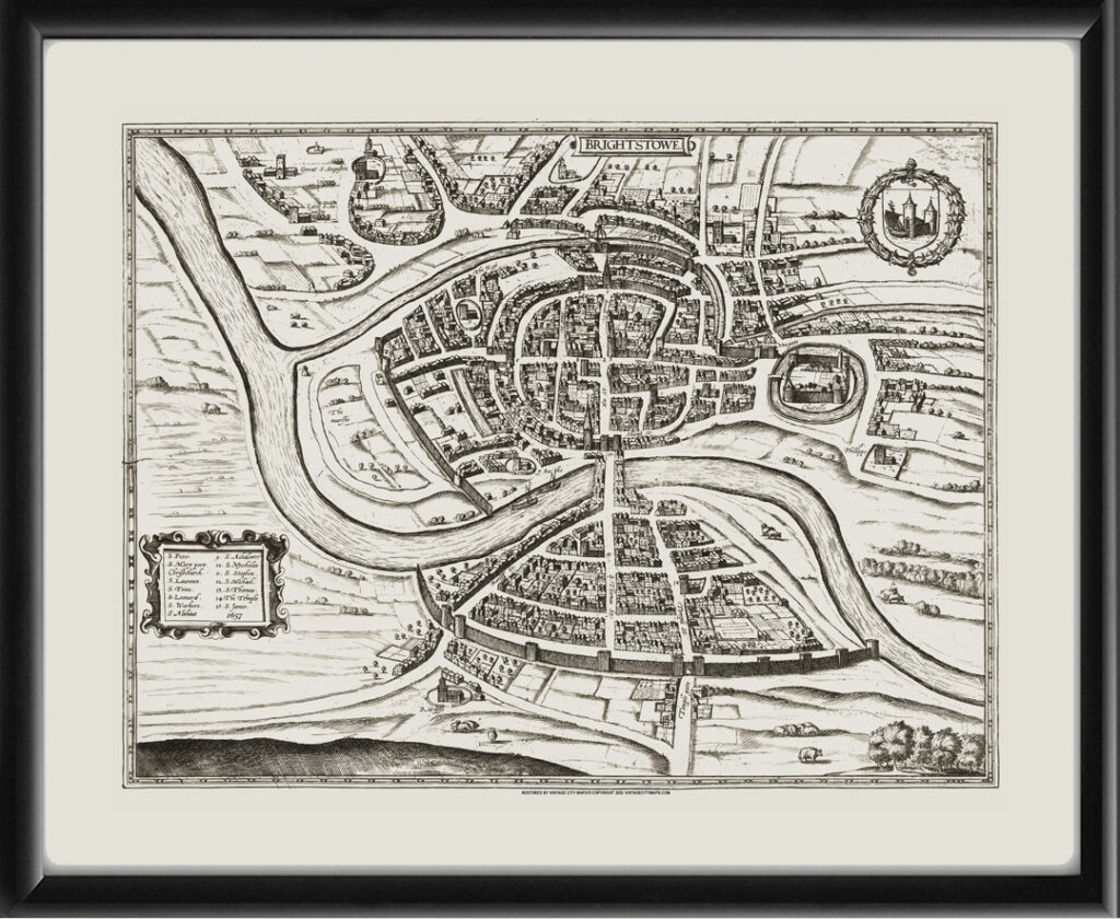 Bristol England 1657 - Restored Bird's Eye View Map | Vintage City Maps