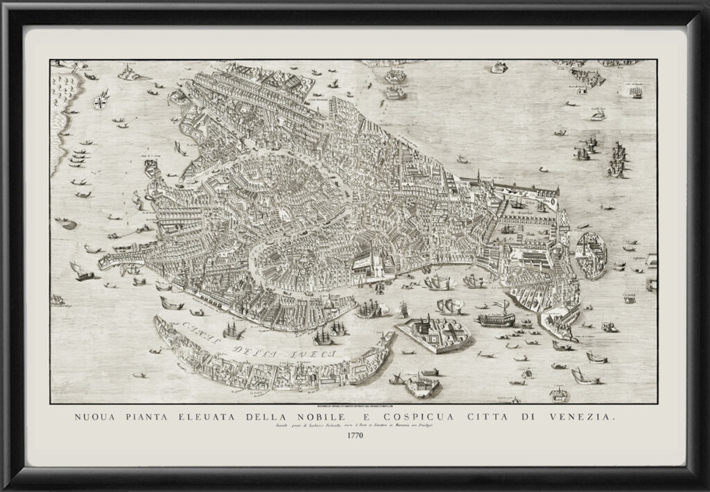 Venice Italy 1770 - Restored Bird's Eye View Map | Vintage City Maps