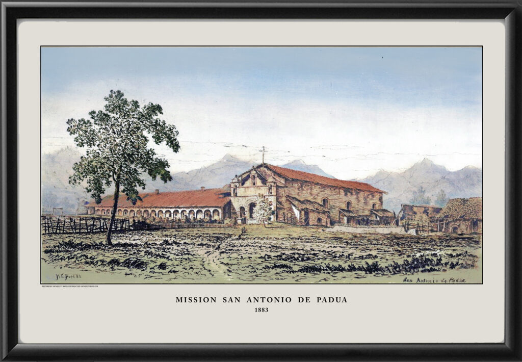 Mission San Antonio de Padua 1883, Jolon, CA (Color)