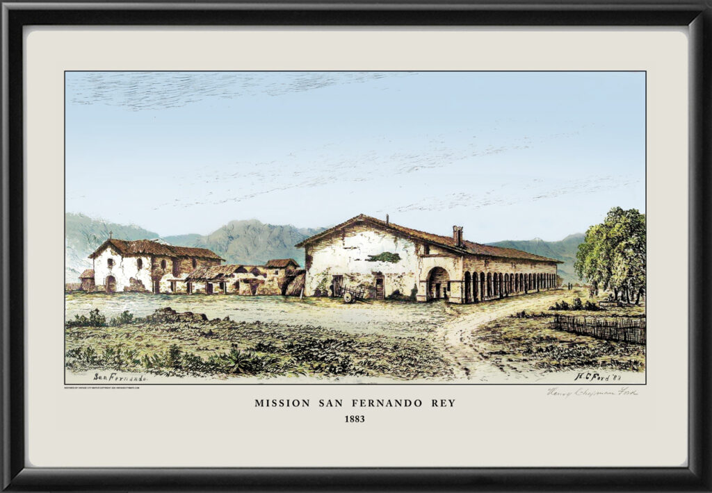 Mission San Fernando Rey de España 1883 - Vintage City Maps
