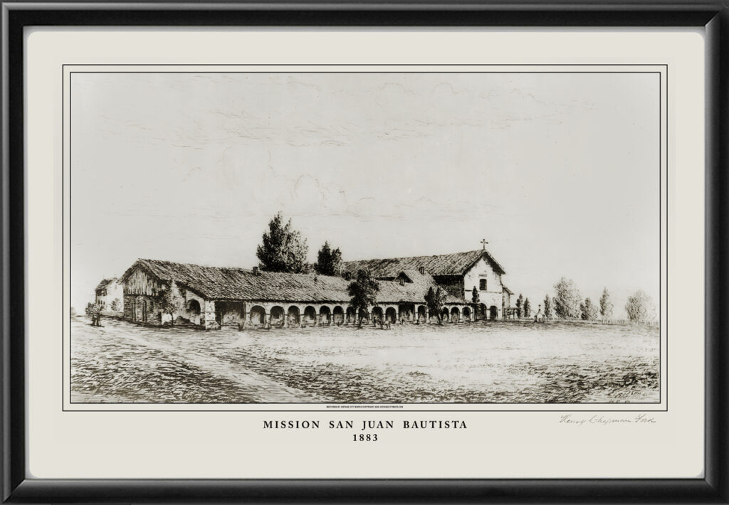 Mission San Juan Bautista CA 1883 - Vintage City Maps
