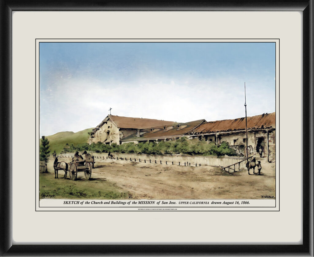 Mission San Jose, Fremont, California 1866 - Vintage City Maps