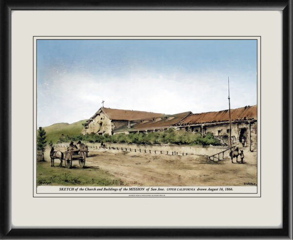 Mission San Jose, Fremont, California 1866 - Vintage City Maps