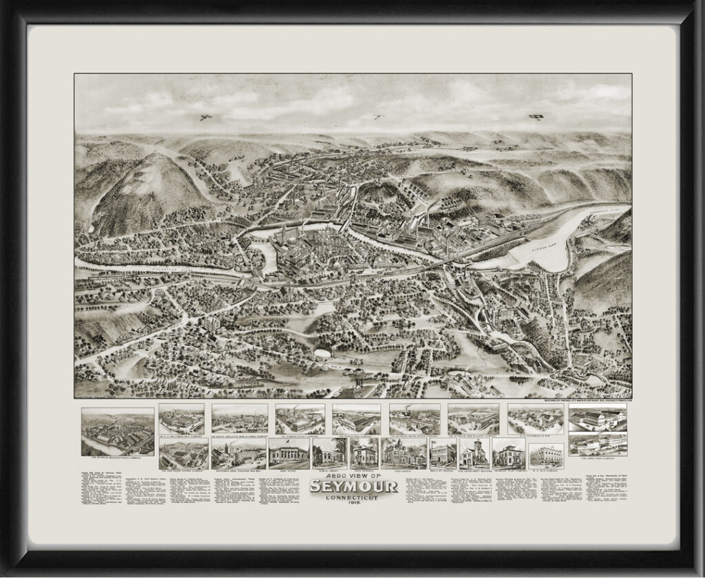 Seymour, CT 1919 - Restored Bird's Eye View Map