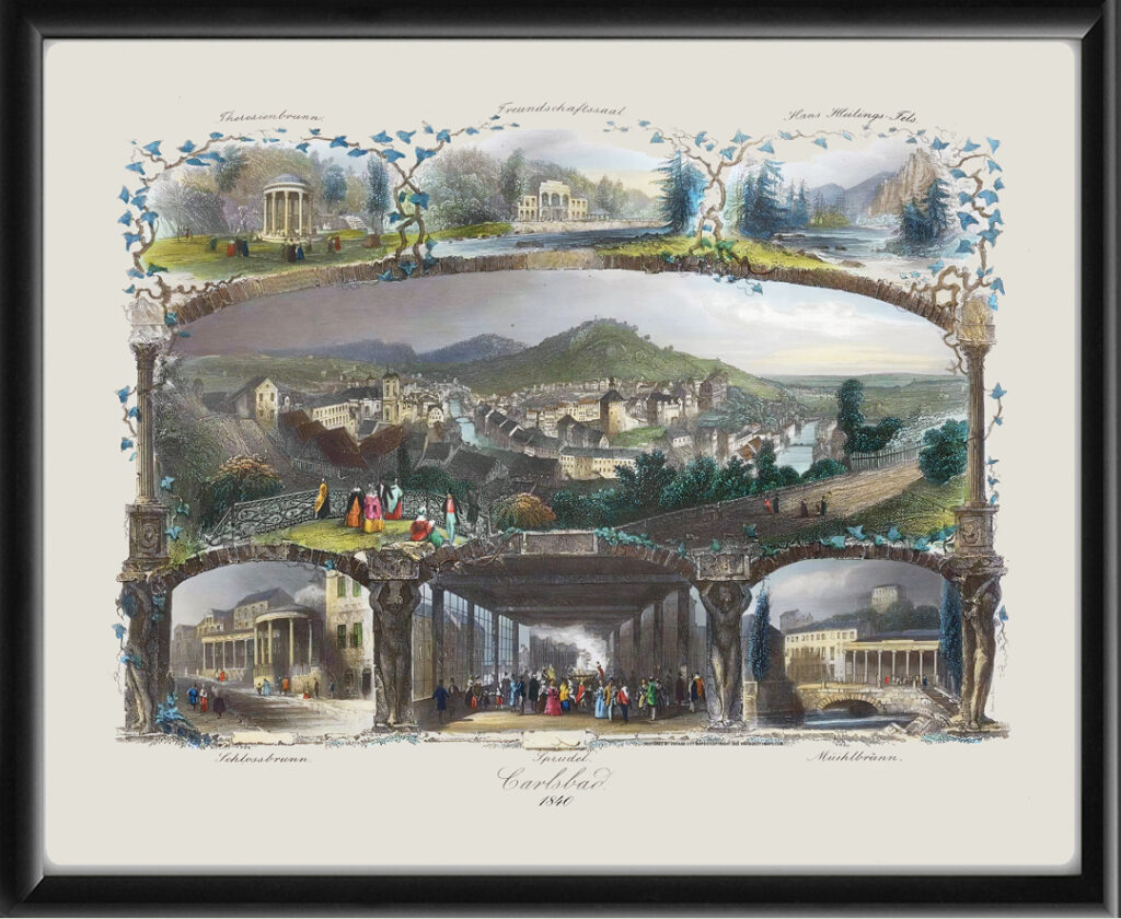 Karlovy Vary (Carlsbad) Czech Republic 1840 Restored Map | Vintage City ...