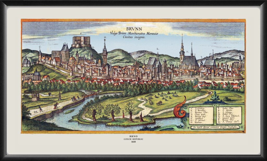 Brno (Brünn), Czech Republic 1618 - Restored Bird's Eye View | Vintage ...
