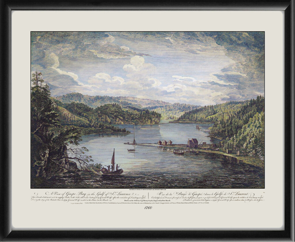 Gaspe Bay in the Gulf of St. Laurence, Quebec 1760 (Color)