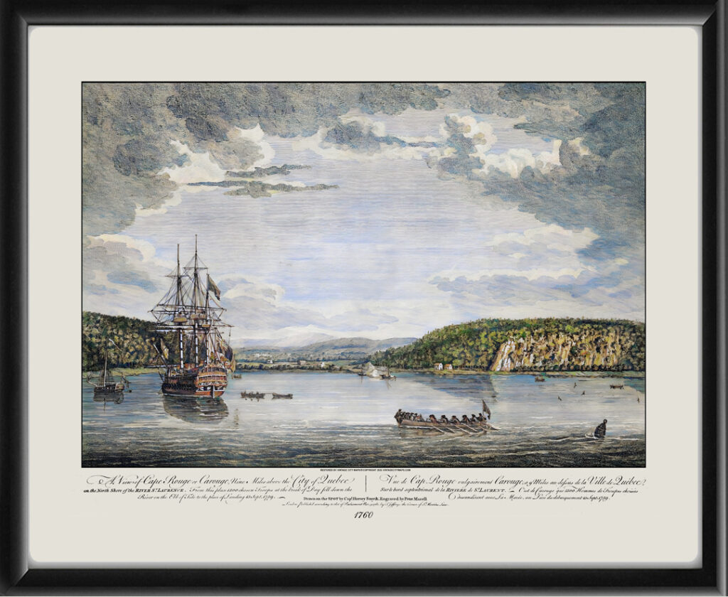 Gaspe Bay, Quebec, Canada 1760 - Restored Bird's Eye View