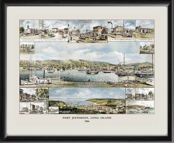 Port Jefferson, Long Island NY 1886 (Color) | Vintage City Maps ...