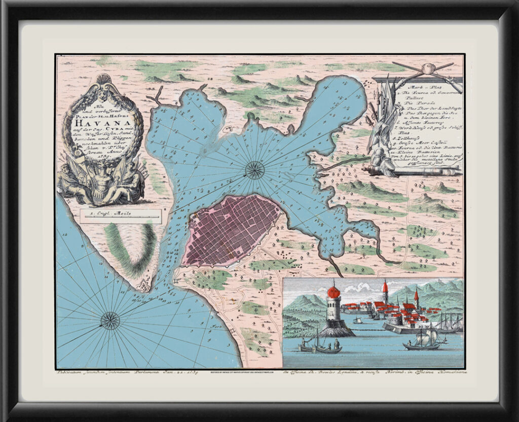 Havana Cuba 1739 - Restored Bird's Eye View | Vintage City Maps