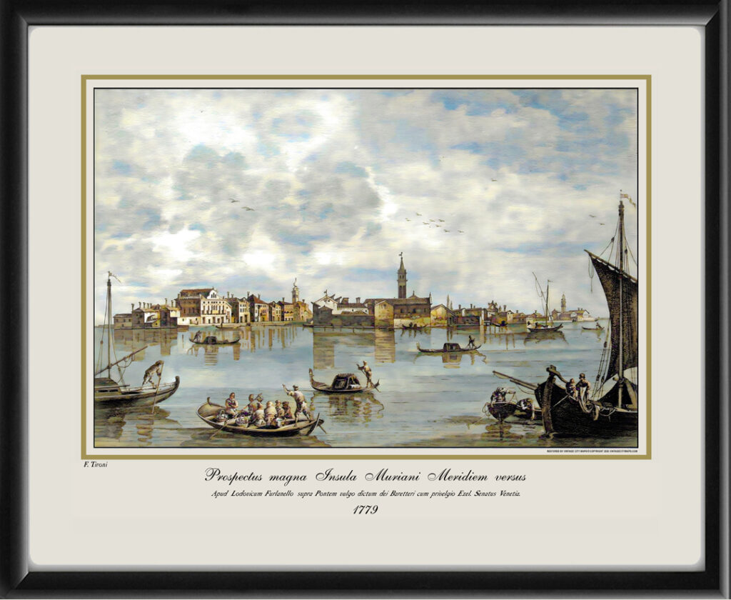 Murano, Venice Italy 1779 (Color) - Restored Bird's Eye View | Vintage ...