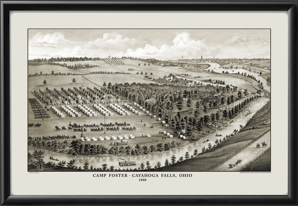 Cuyahoga Falls OH 1880 - Camp Foster - Restored Bird's Eye View