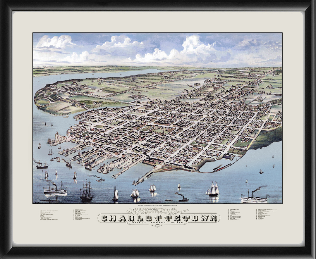 Charlottetown, Prince Edward Island 1878 (Color) - Restored Bird's Eye View