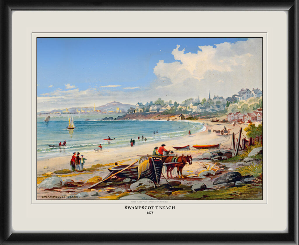 Swampscott Beach MA 1875 - Restored Panoramic View | Vintage City Maps