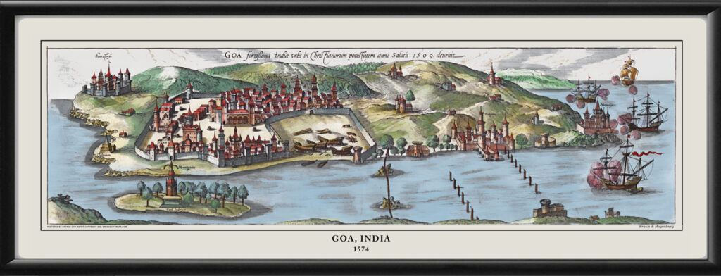 Goa India 1574 - Restored Bird's Eye View | Vintage City Maps