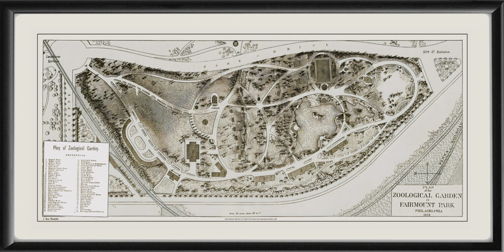Philadelphia Zoo 1872 - Restored Map | Vintage City Maps