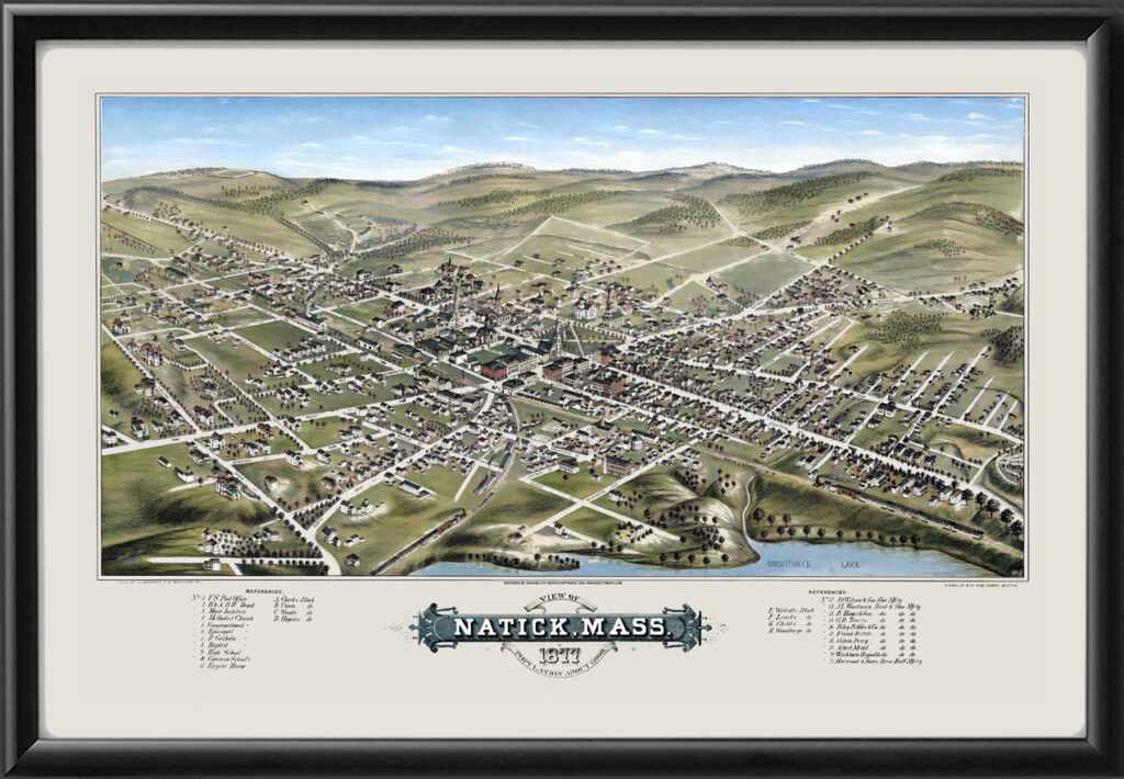 Natick MA 1877 (Color) Restored Map | Vintage City Maps
