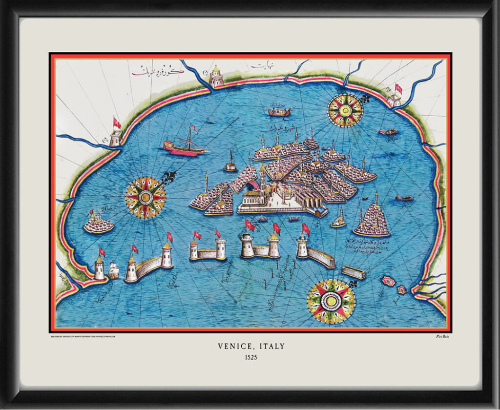 Venice Italy 1525 - Restored Bird's Eye View Map | Vintage City Maps