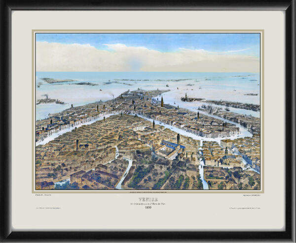 Venice Italy 1850 - By Alfred Guesdon - Restored Bird's Eye View ...