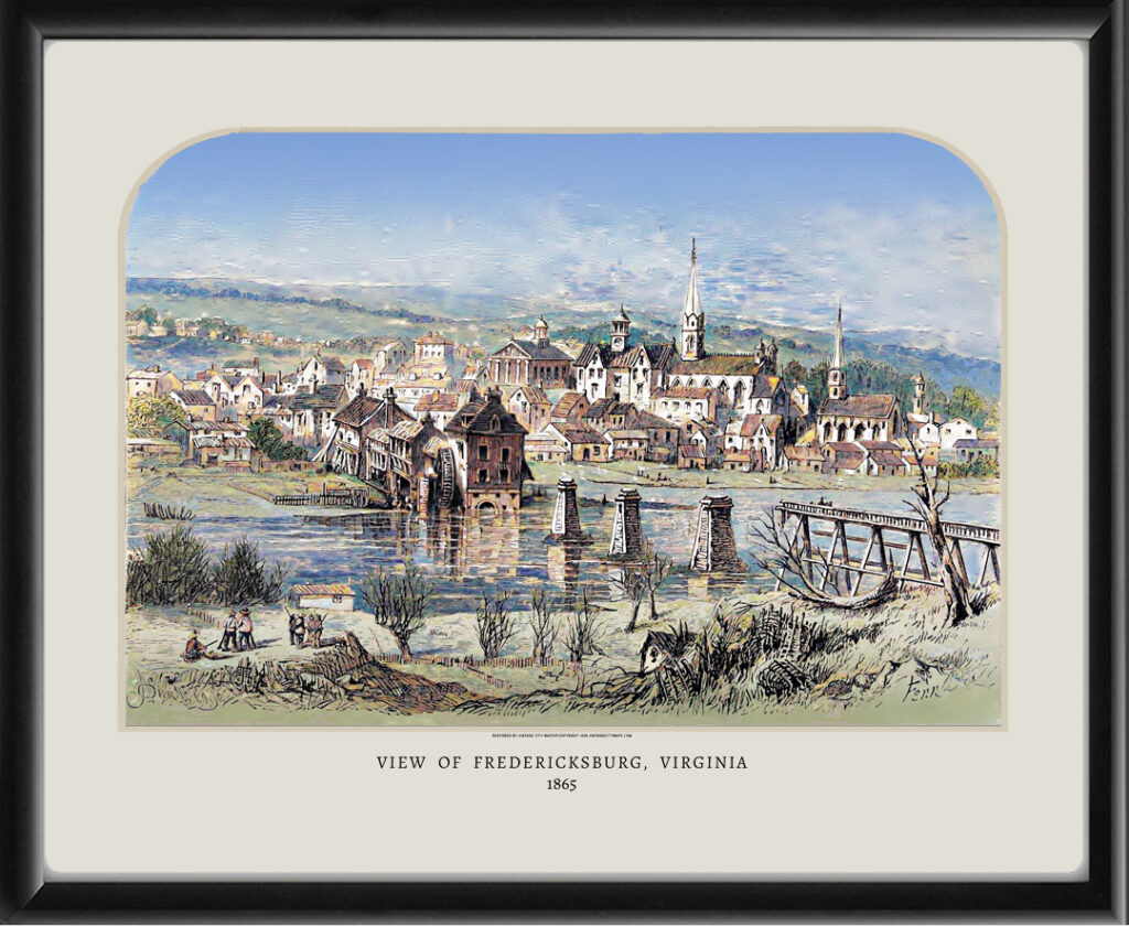 Fredericksburg VA 1865 (Color) Restored Bird's Eye View | Vintage City Maps
