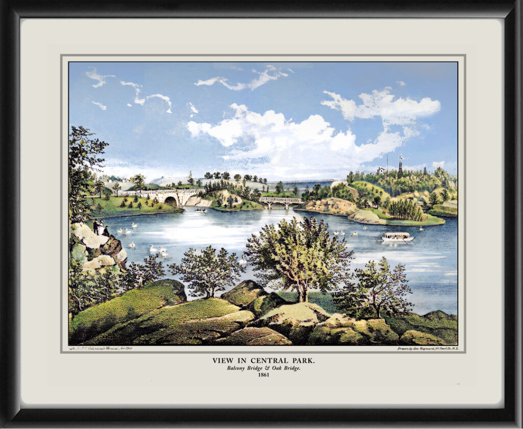 New York City NY 1861 - Central Park - Balcony Bridge and Oak Bridge ...