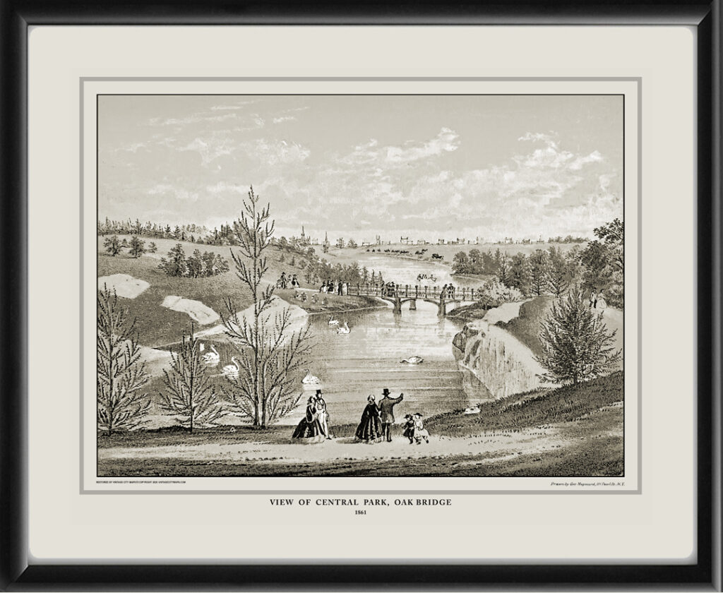 New York City NY 1861 - Central Park and Oak Bridge