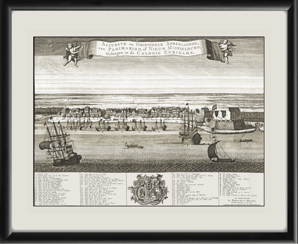 Paramaribo Surinam 1780 - Restored Bird's Eye View