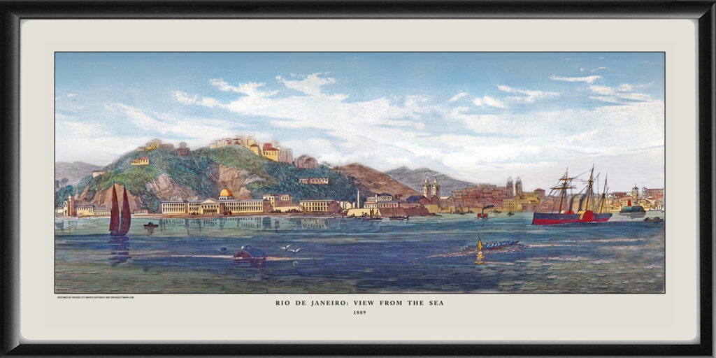 Rio de Janeiro Brazil 1889 - Restored Panoramic View - Vintage City Maps