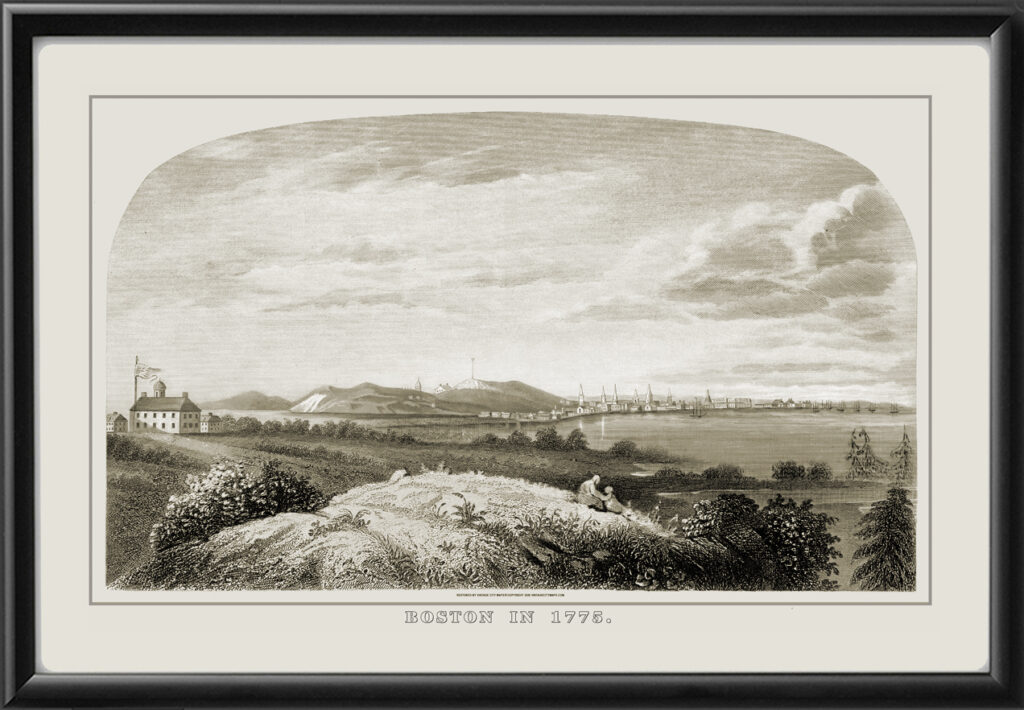 Boston MA 1775 - From Dorchester Heights | Restored View