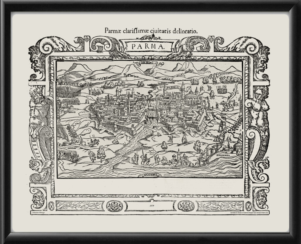 Parma Italy 1579 - Restored Bird's Eye View Map | Vintage City Maps