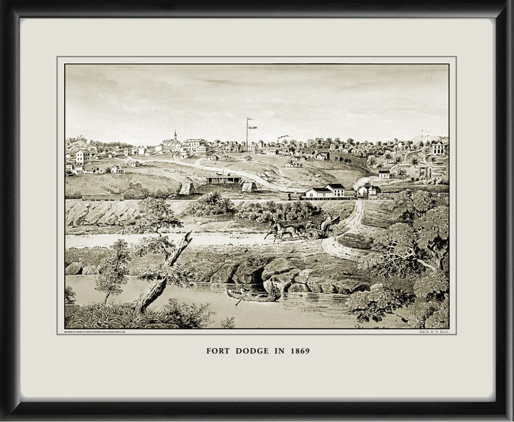 Fort Dodge IA 1869 - Restored Panoramic View | Vintage City Maps