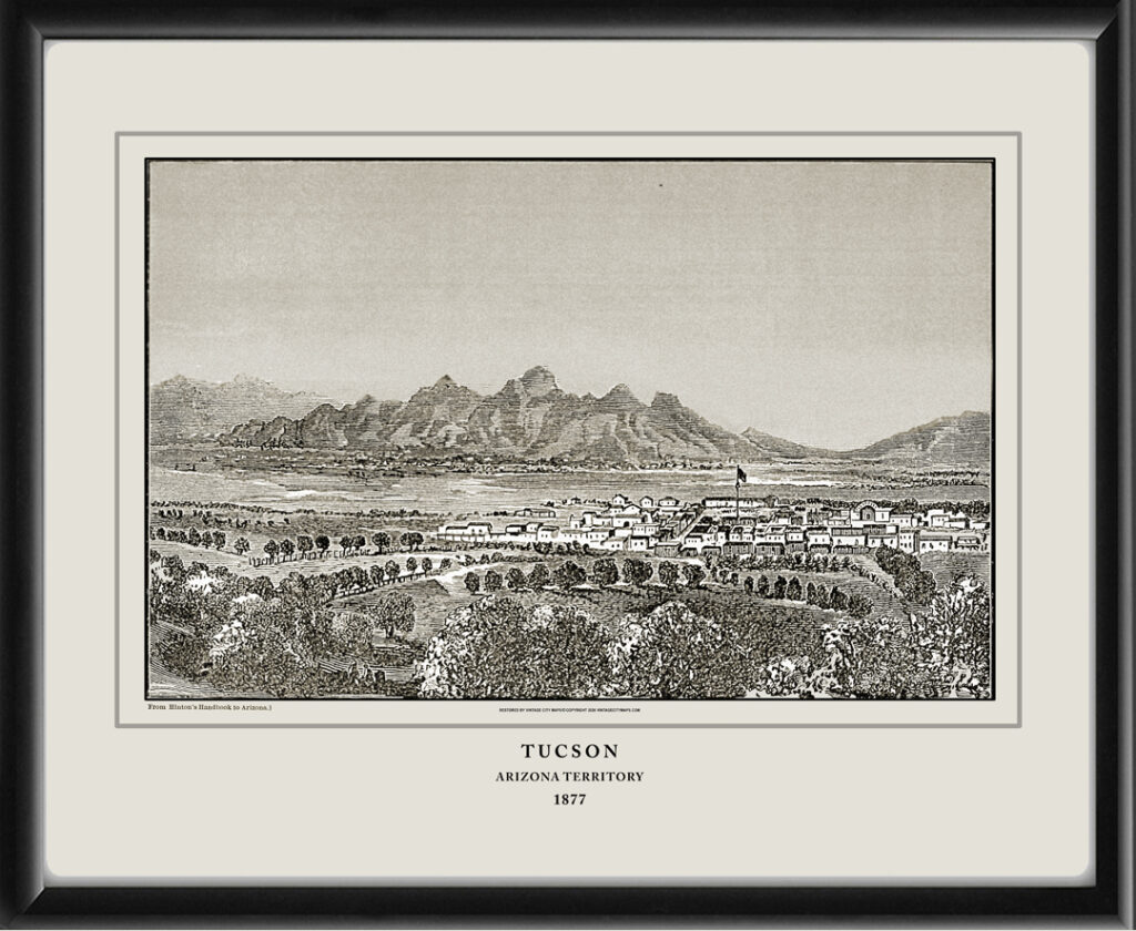 Tucson AZ 1877 - Restored Bird's Eye View | Vintage City Maps