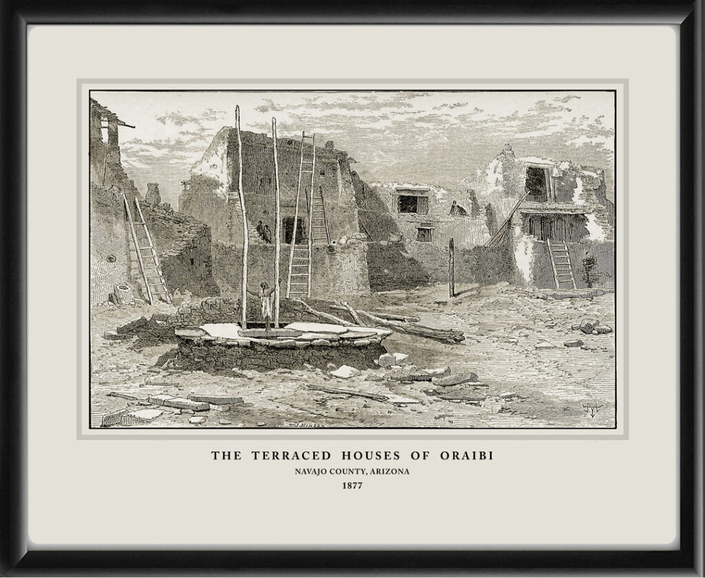 Oraibi AZ 1877 - Restored Bird's Eye View | Vintage City Maps