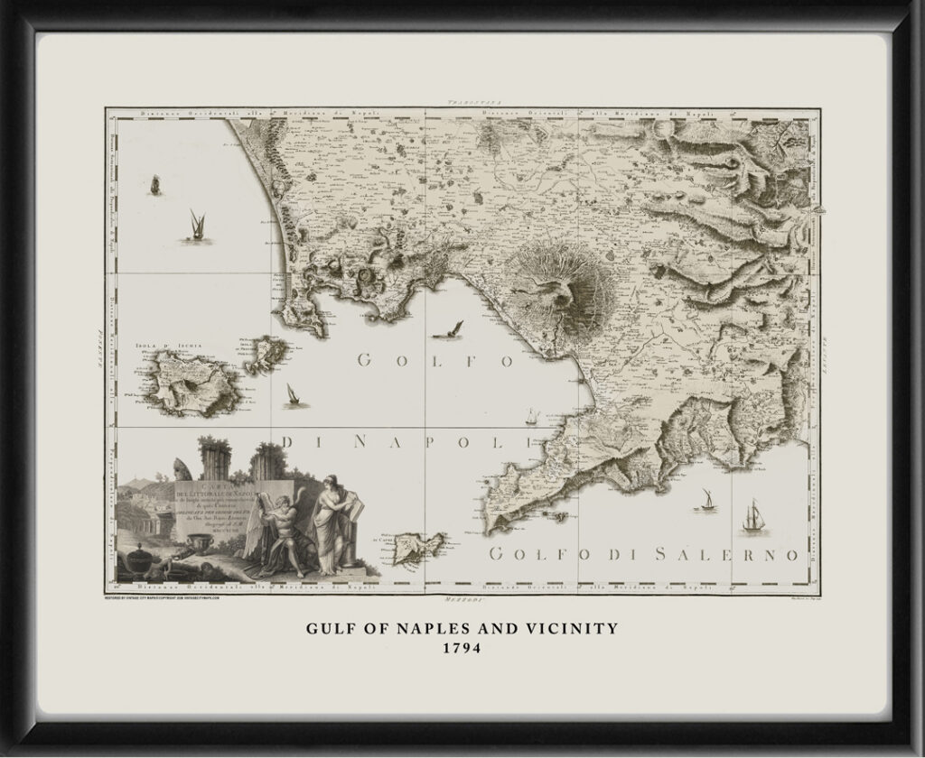 Gulf of Naples and Vicinity 1794 - Restored Map | Vintage City Maps